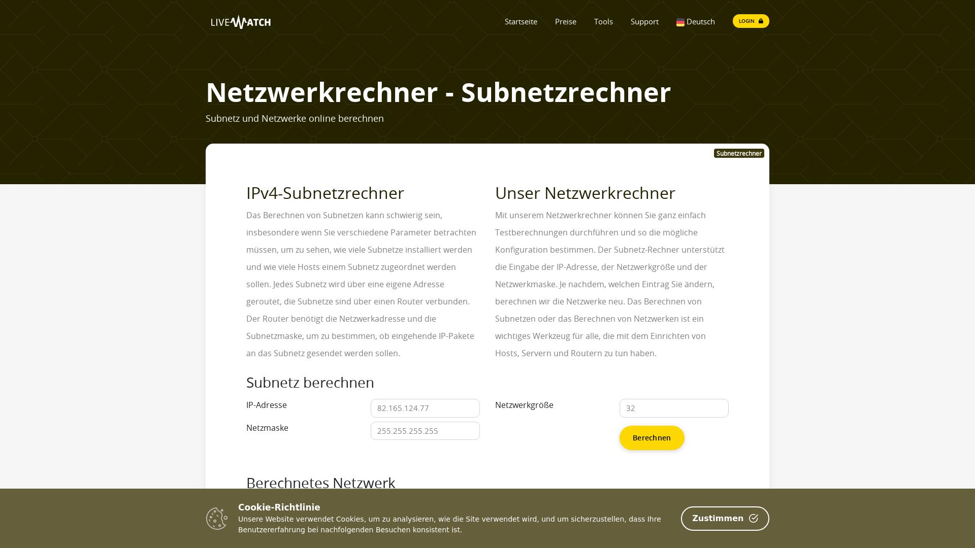 IP-Subnetzrechner - Subnetzmaske online berechnen