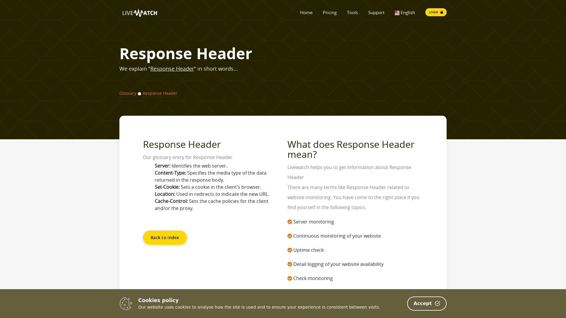 Response Header - Server Monitoring help glossary