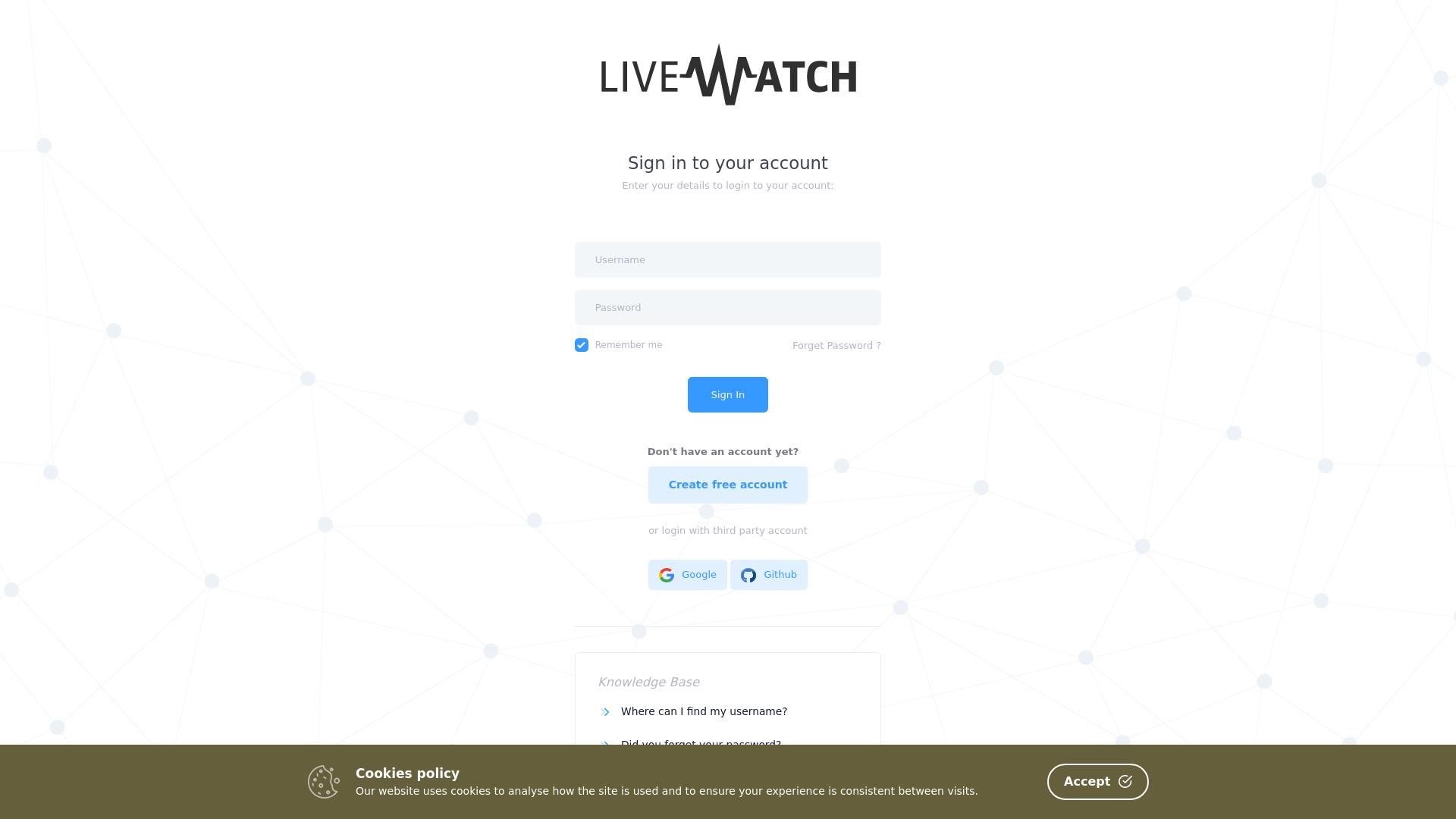 Login - Login at Livewatch.de Server Monitoring Dashboard