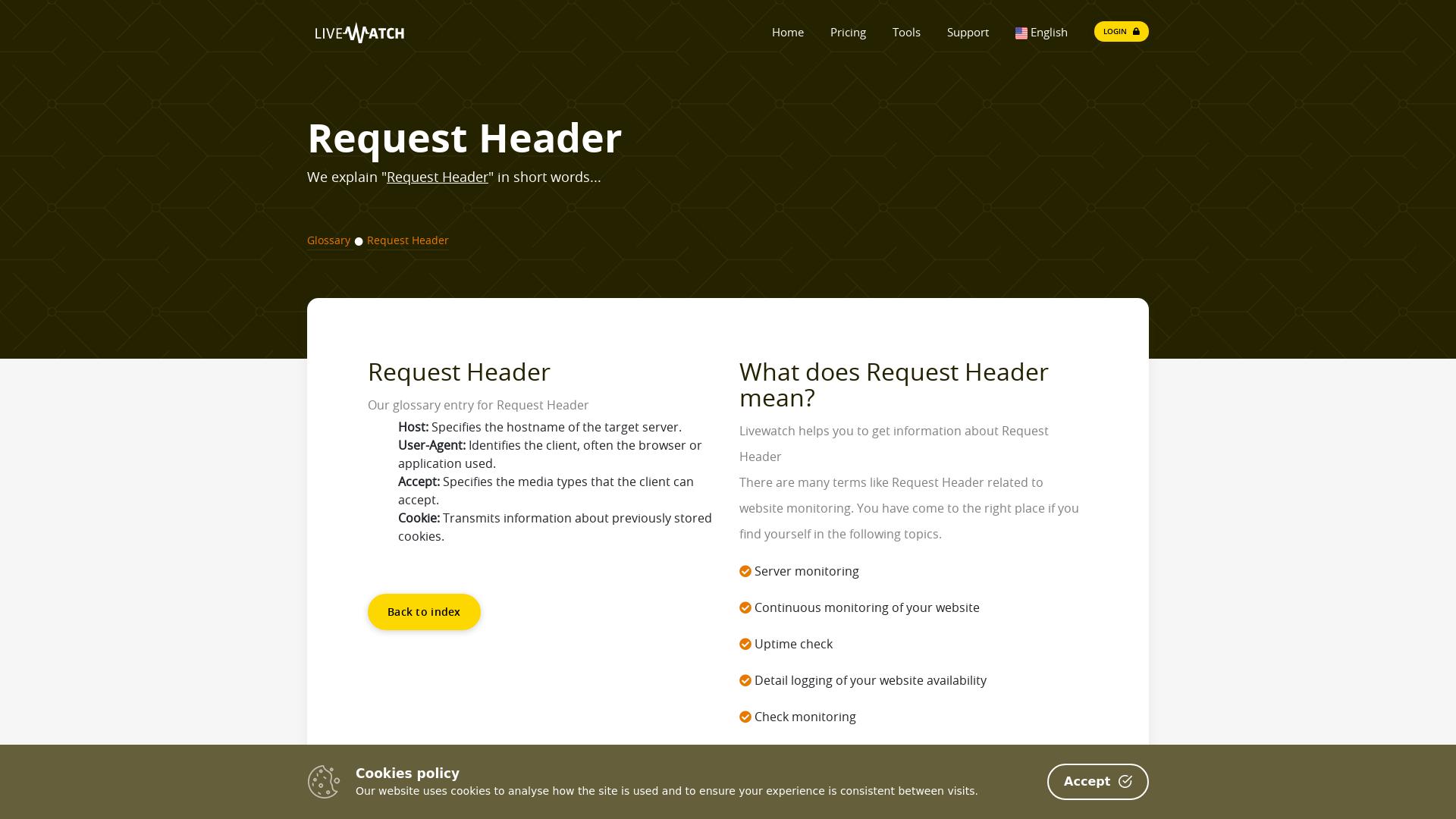 Request Header - Server Monitoring help glossary